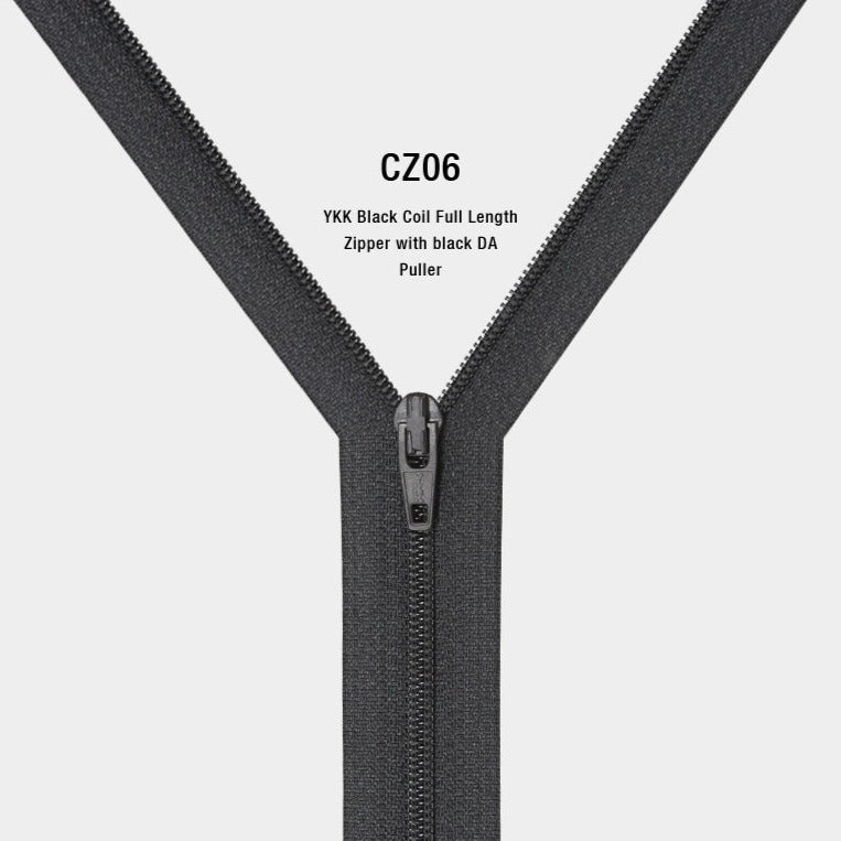 YKK Black Coil Full Length Zipper with black DA Puller – sobike-active