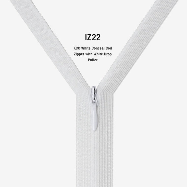 KCC White Conceal Coil Zipper with White Drop Puller – sobike-active